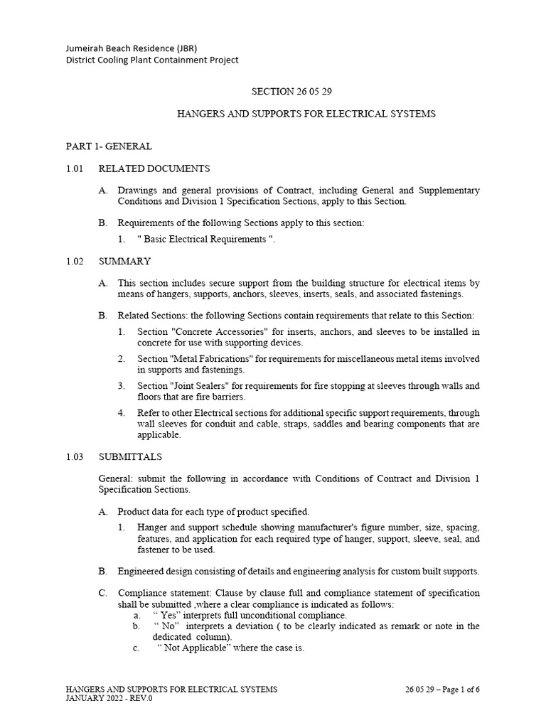 Section 26 05 29 Hangers and Supports for Electrical Systems | PDF ...
