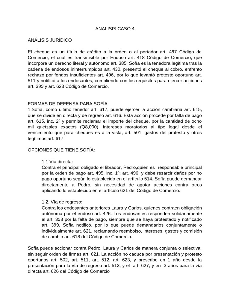 Análisis Del Caso 4_ Cheque Endosado Dos Veces | PDF | Cheque ...