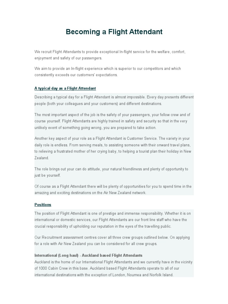 A Typical Day As A Flight Attendant | PDF | Flight Attendant | Recruitment