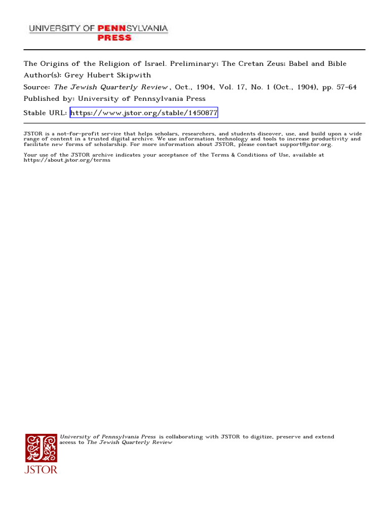 Skipwith-OriginsReligionIsrael-1904 | PDF | Bible | God