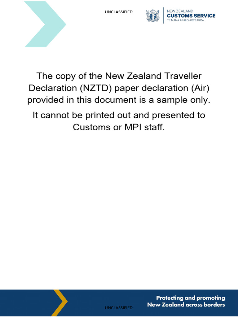 nztd-air Travel declaration form | PDF | Travel Visa | Customs