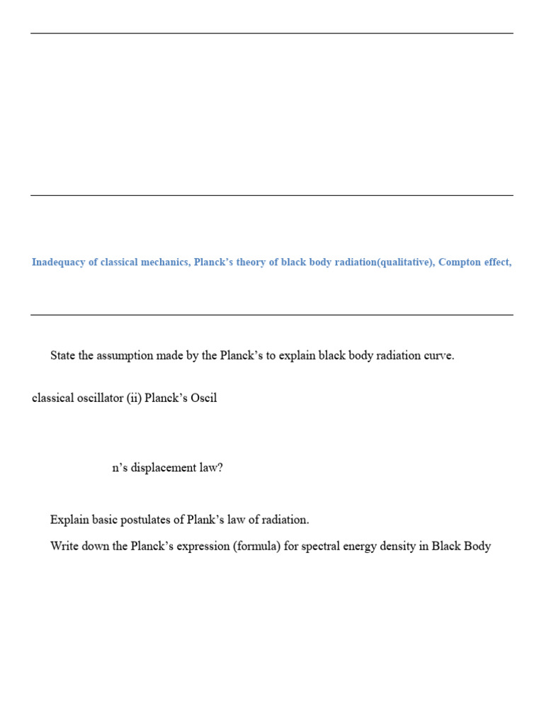 Question - Bank - Physics Based On Last Years Paper | PDF | Diffraction ...