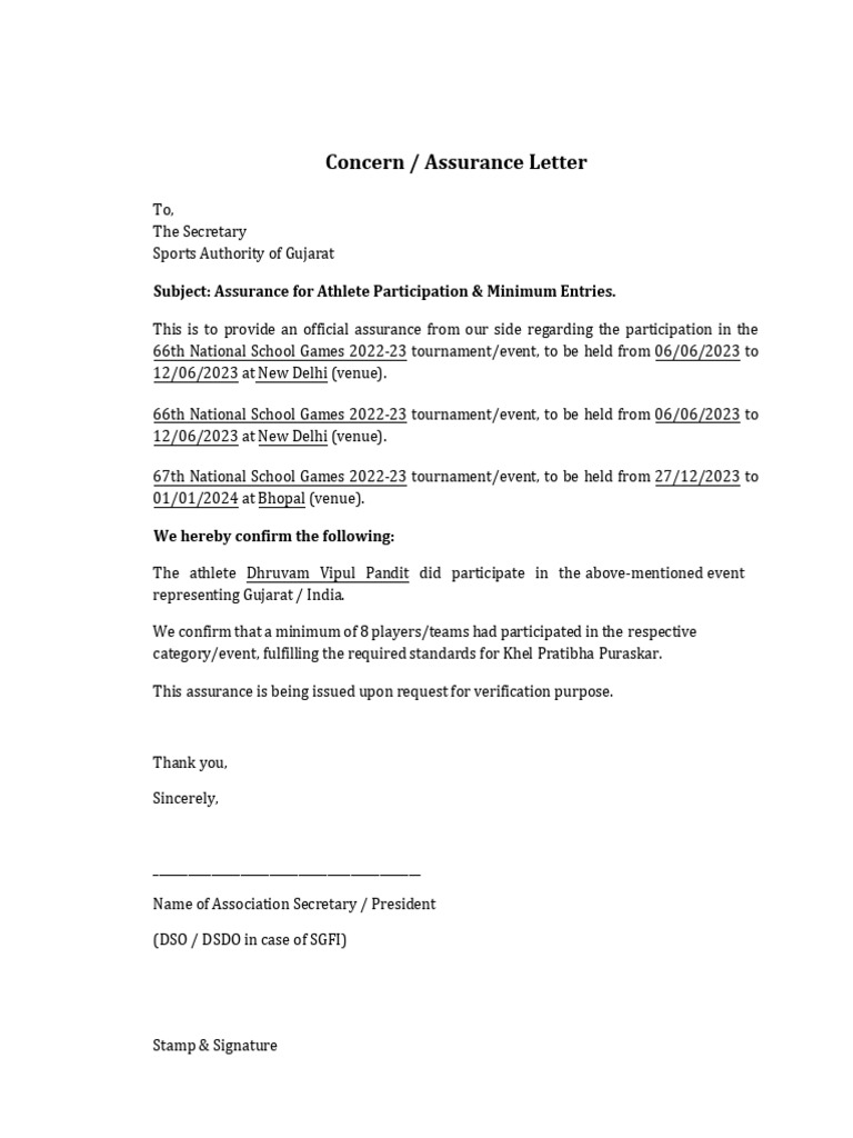 Assurance Letter and Self Declaration Form | PDF