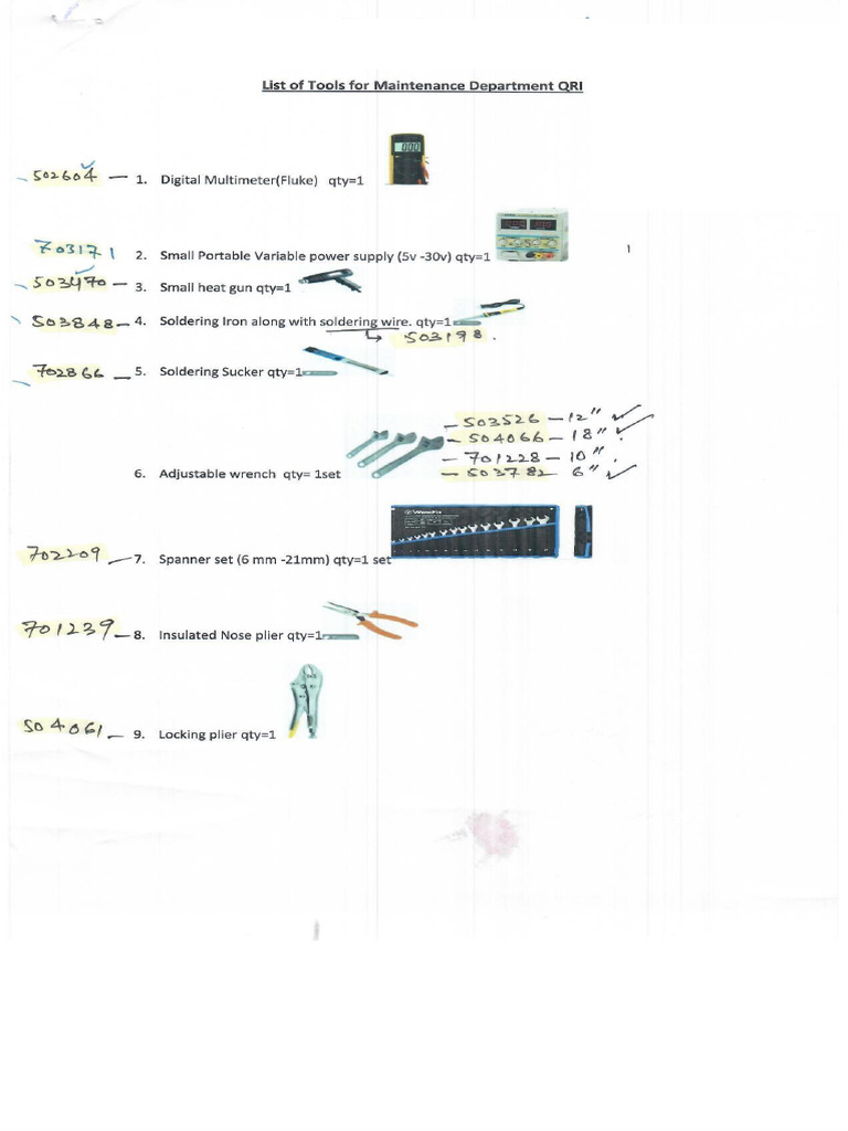 Maintenance Tool Kit | PDF