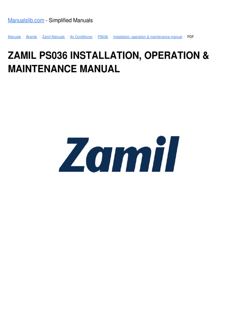 ZAMIL PS036 O&M Manual | PDF | Duct (Flow) | Electrical Wiring
