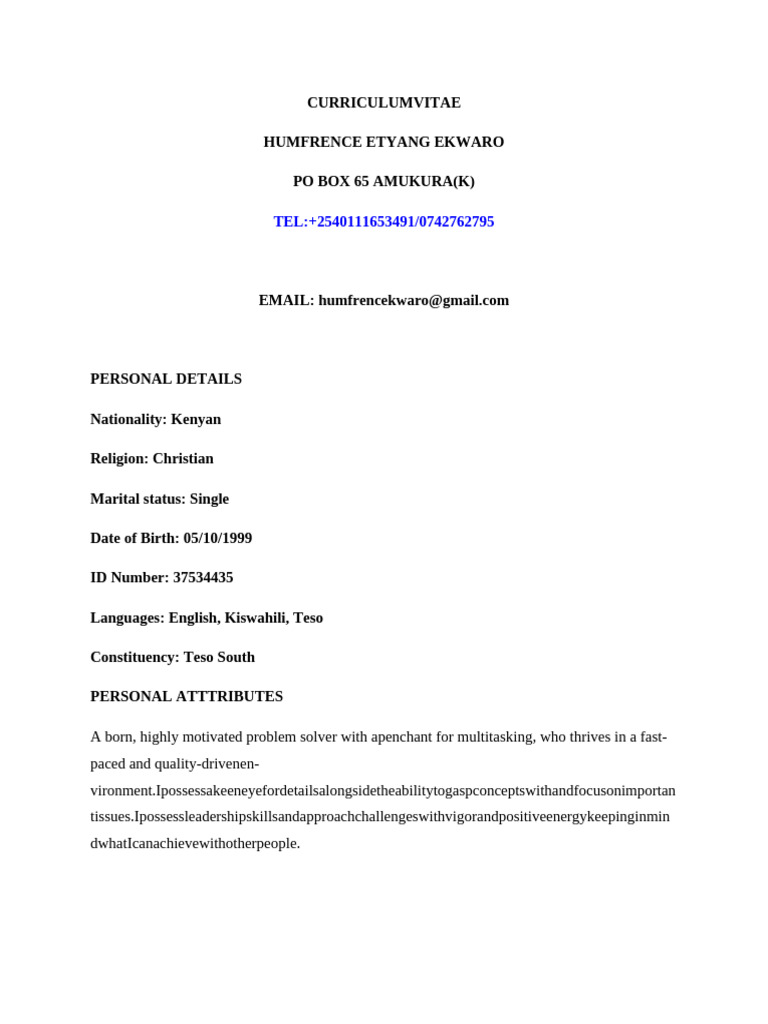 Curriculumvitae 1 - 014000 | PDF