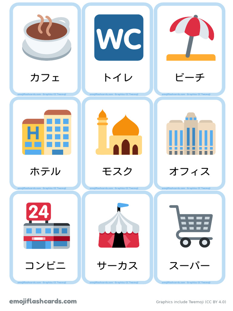 Japanese Places in a Town Small a4 Flashcards | PDF