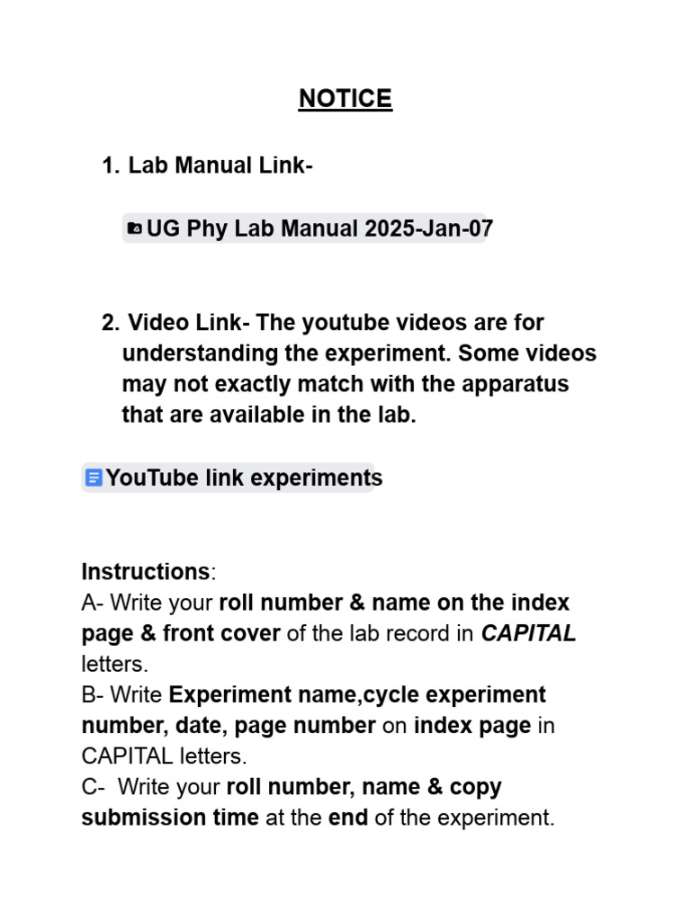 UG Physics Lab Notice-1 | PDF