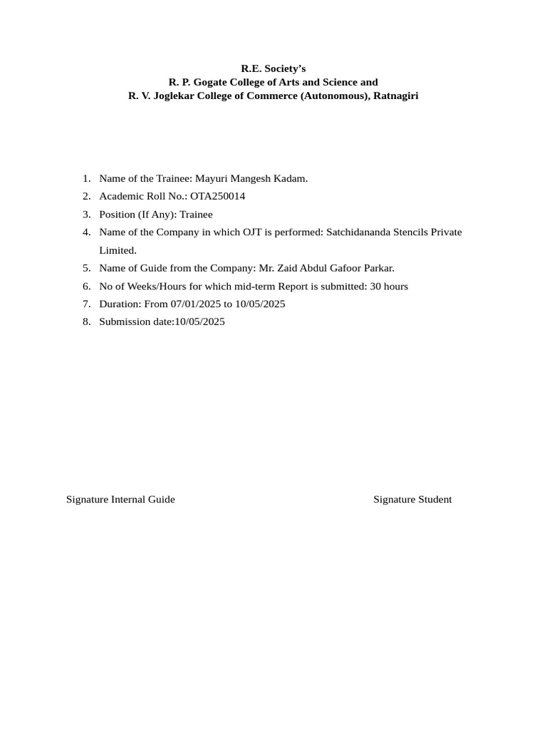 Mid Term Report | PDF