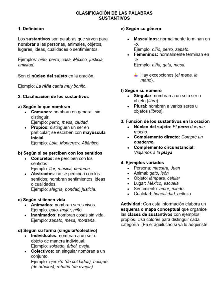 Clasificación de Las Palabras | PDF | Sustantivo | Lingüística