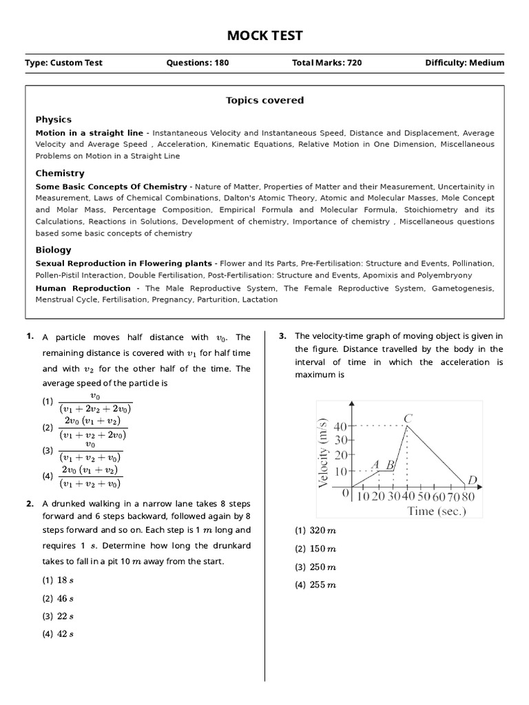 Mock test | PDF | Stoichiometry | Mole (Unit)