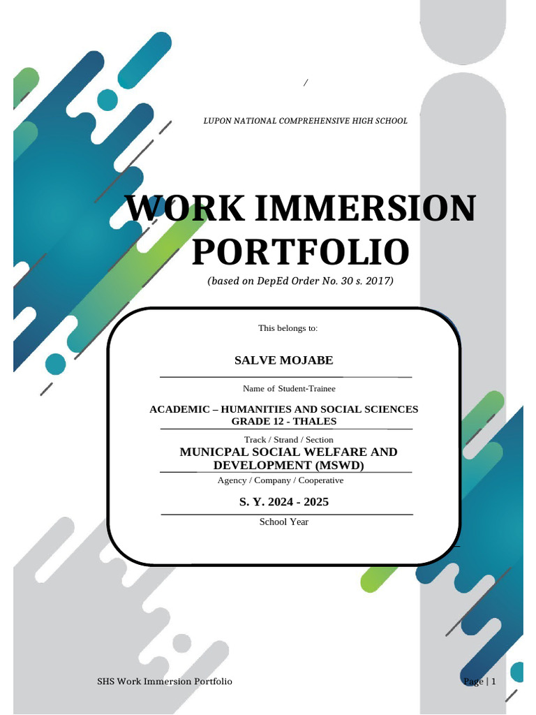 Work Immersion Portfolio | PDF | Job Interview | Curriculum