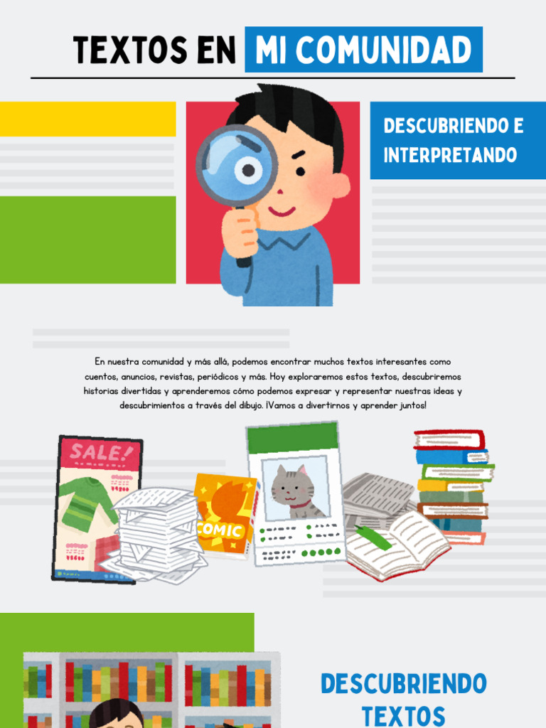 Presentación Educativa de Textos en Mi Comunidad Ilustrado Colorido ...
