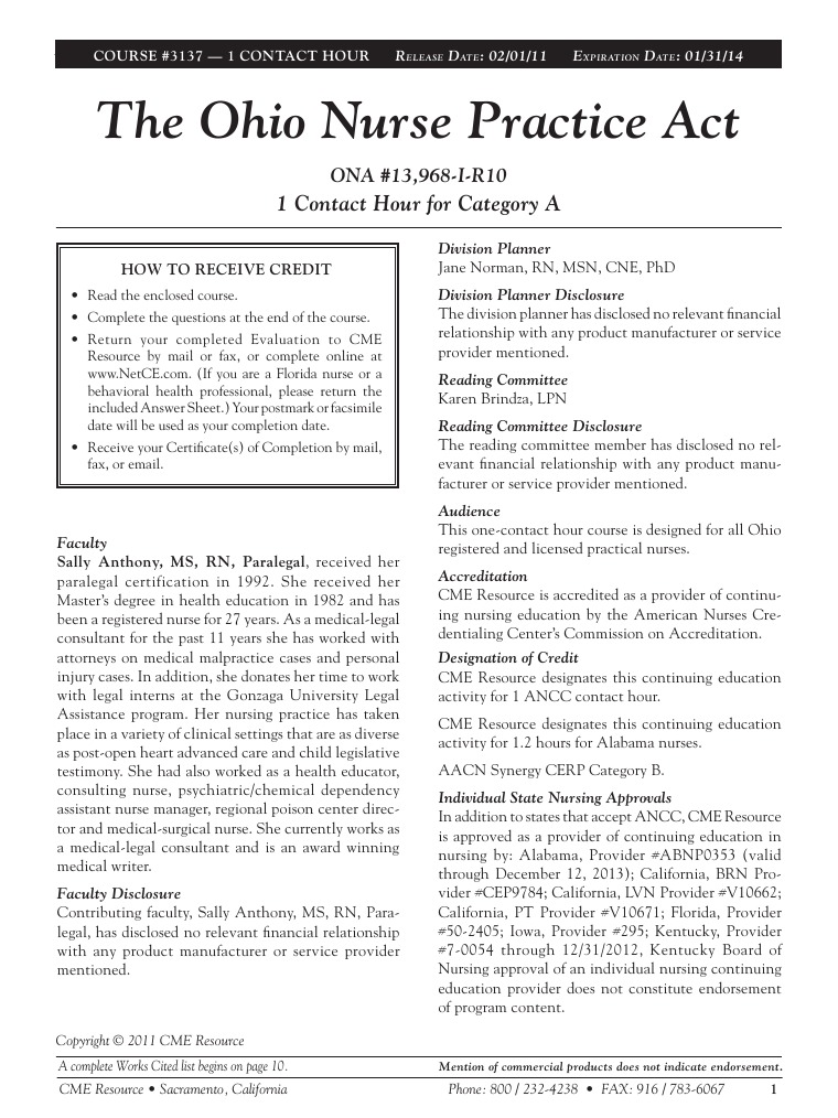 ohio nurse practice act | Nursing | Intravenous Therapy