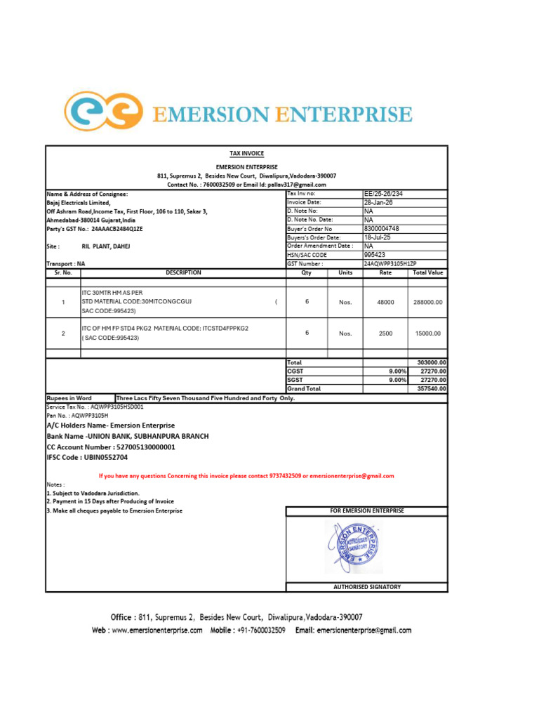 Ril Dahej 6 Nos Invoice | PDF | Economy Of India | Governance