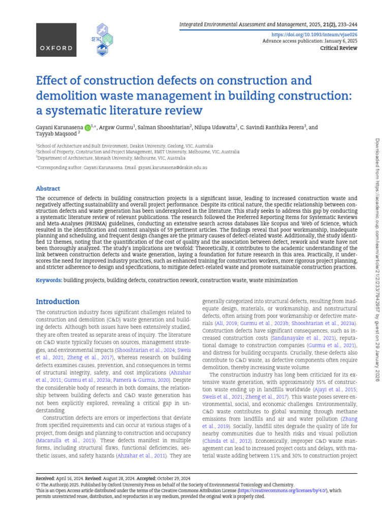 Effect of Construction Defects on Construction and Demolition Waste ...