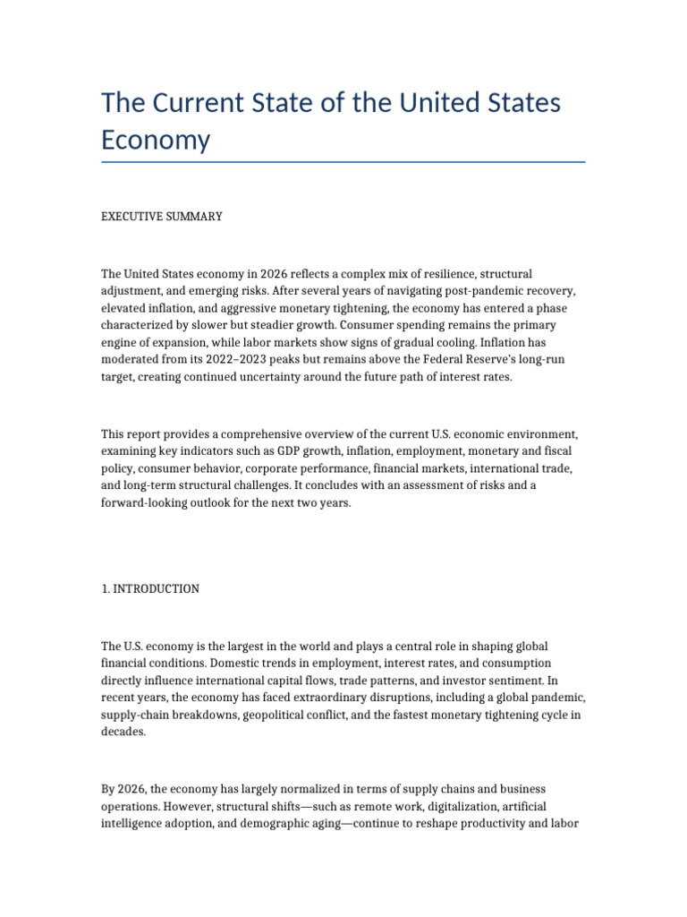 Current US Economy Report | PDF | Inflation | Fiscal Policy