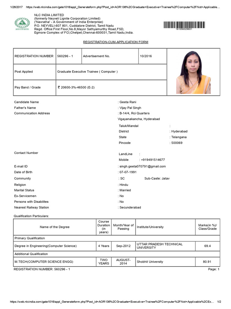 Nlc India _form | PDF