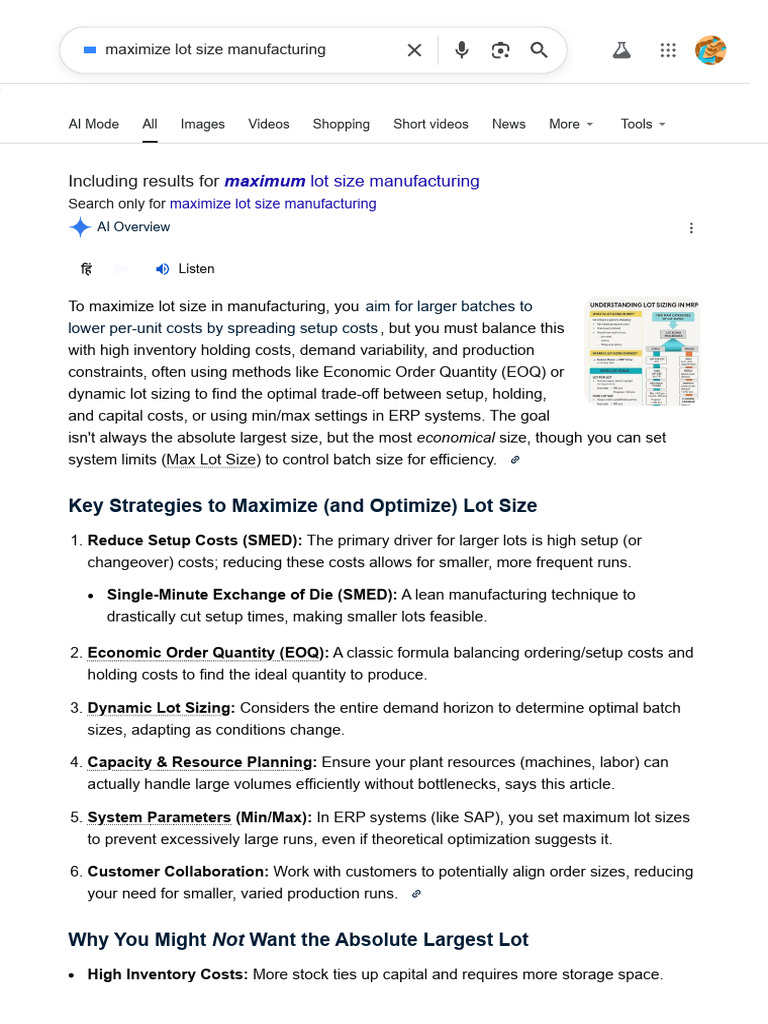 Maximize Lot Size Manufacturing - Google Search | PDF | Mathematical ...