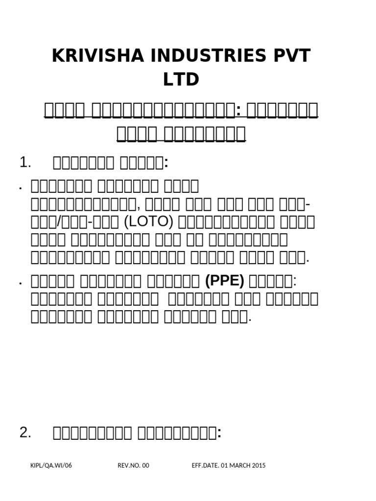 Work Instruction Machine Cleaning | PDF