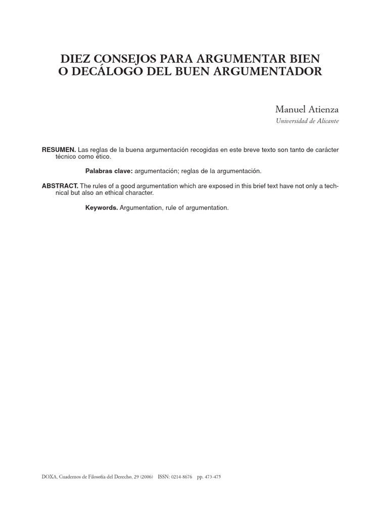 Diez Consejos Para Argumentar Bien o Declogo Del Buen Argumentador 0 | PDF