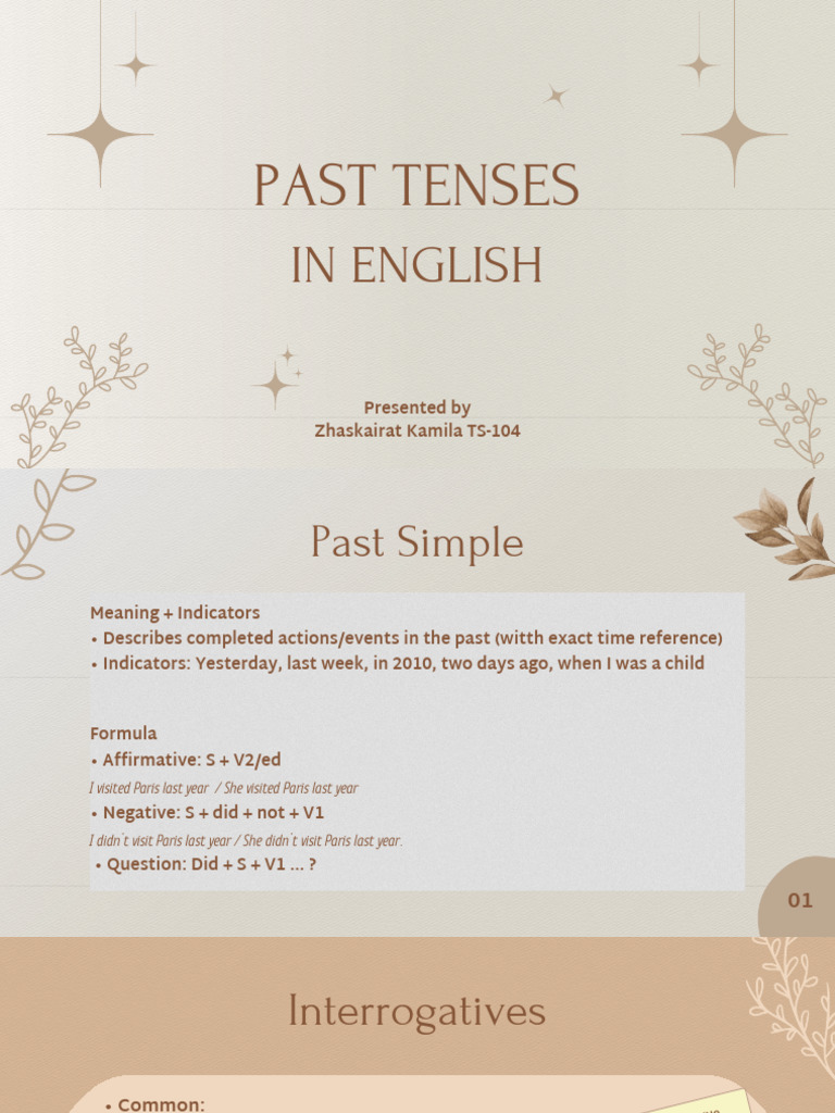 Past Tenses Presentation | PDF | Semantics | Grammar