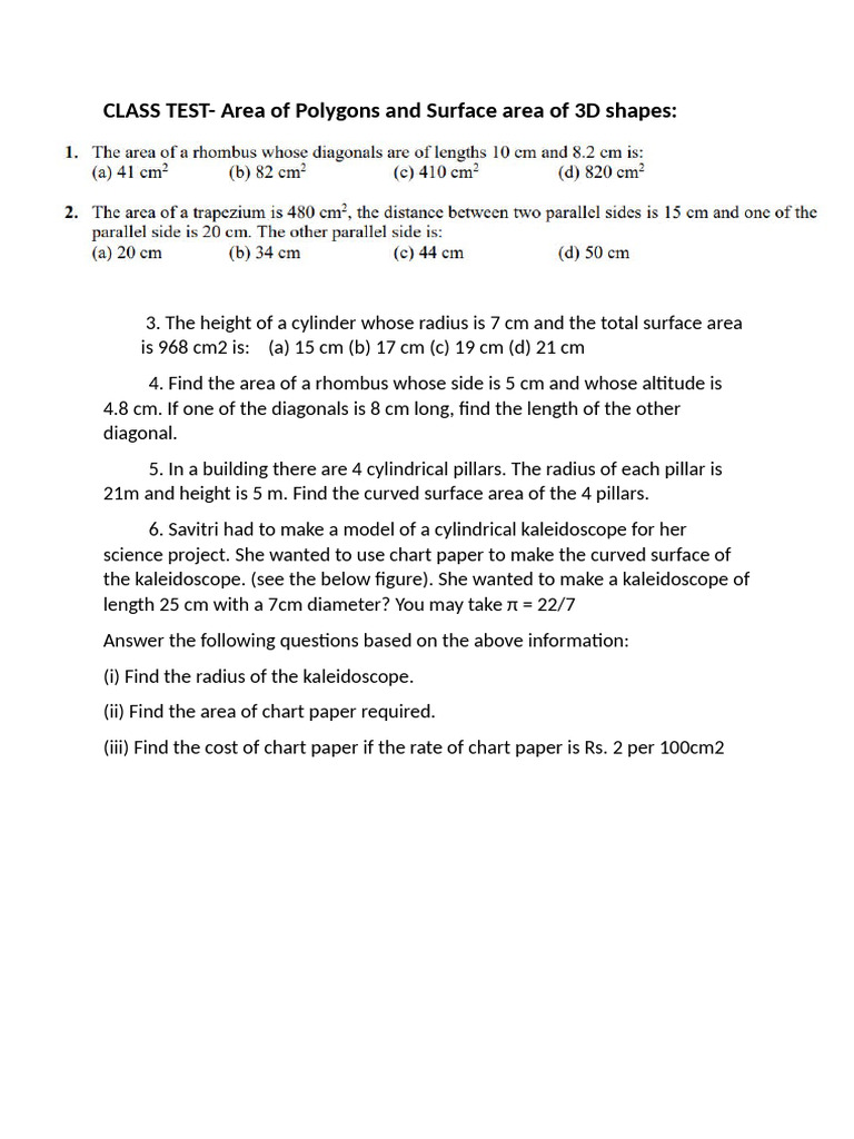 Area of Polygon and Surface Area | PDF