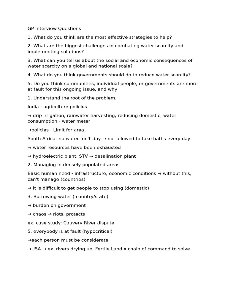 GP Interview Questions | PDF