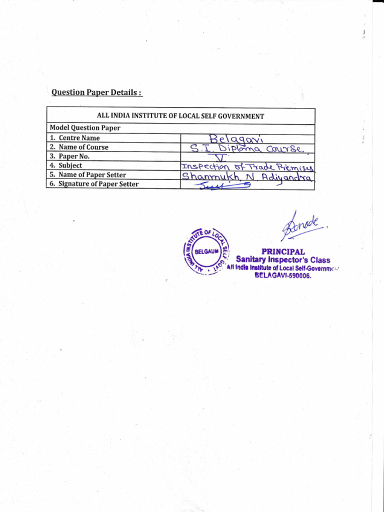 SI Paper No. 5 QP Setter Details | PDF