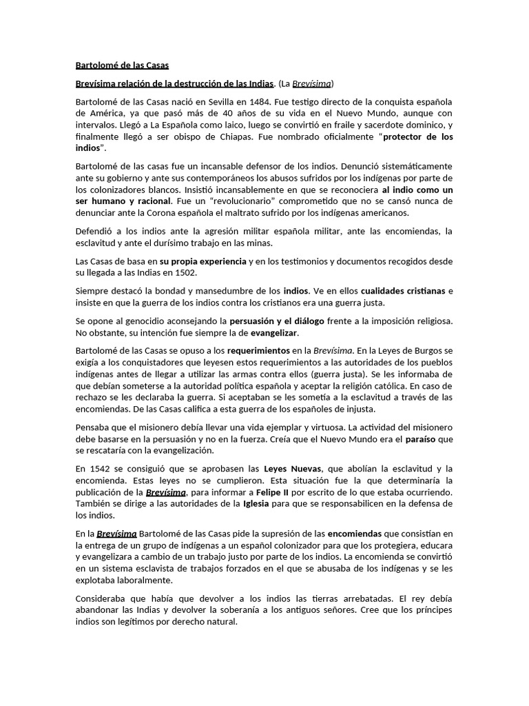 prólogo. Bartolomé de las Casas | PDF