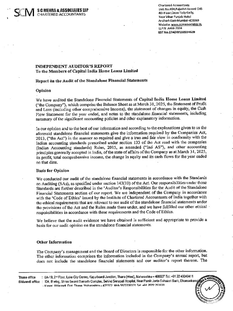 Audited FS - CIHL_2024-25 | PDF