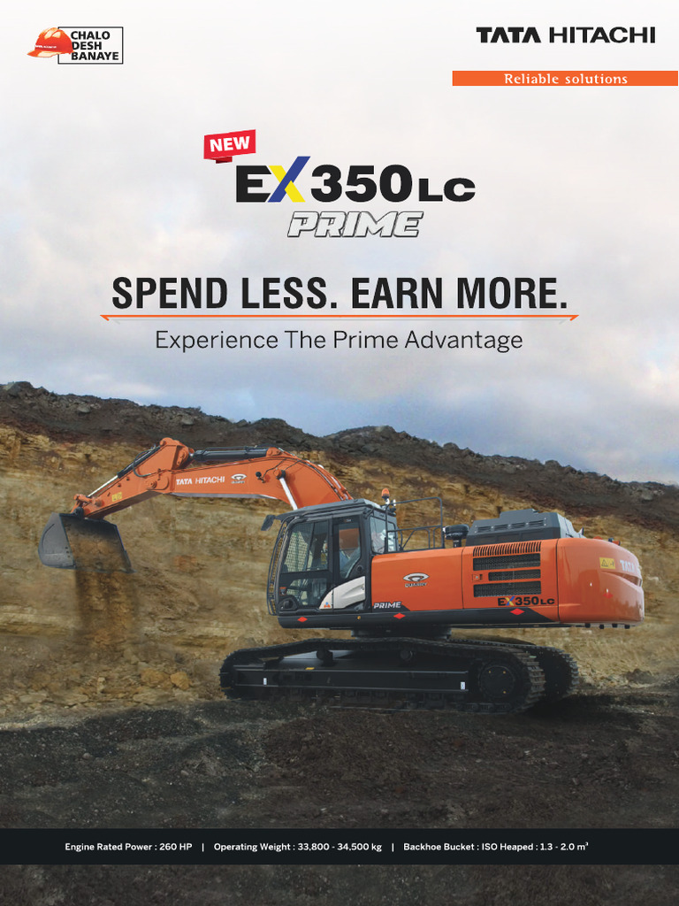 Desi Machines Tata Hitachi Ex 350lc Prime Excavator Brochure | PDF