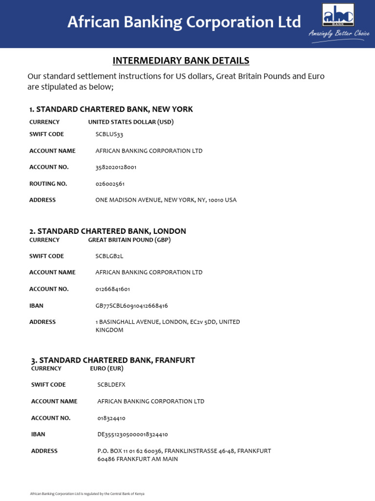 Intermediary Bank Details (1) | PDF