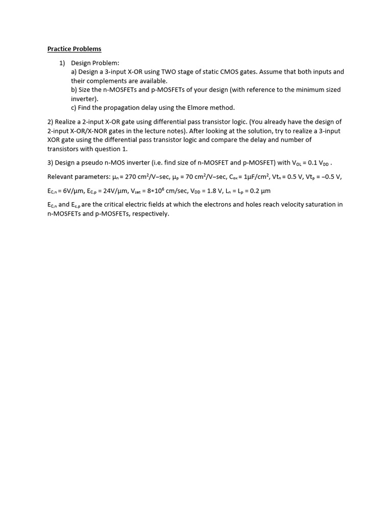 Practice Problems Combinational Circuits | PDF