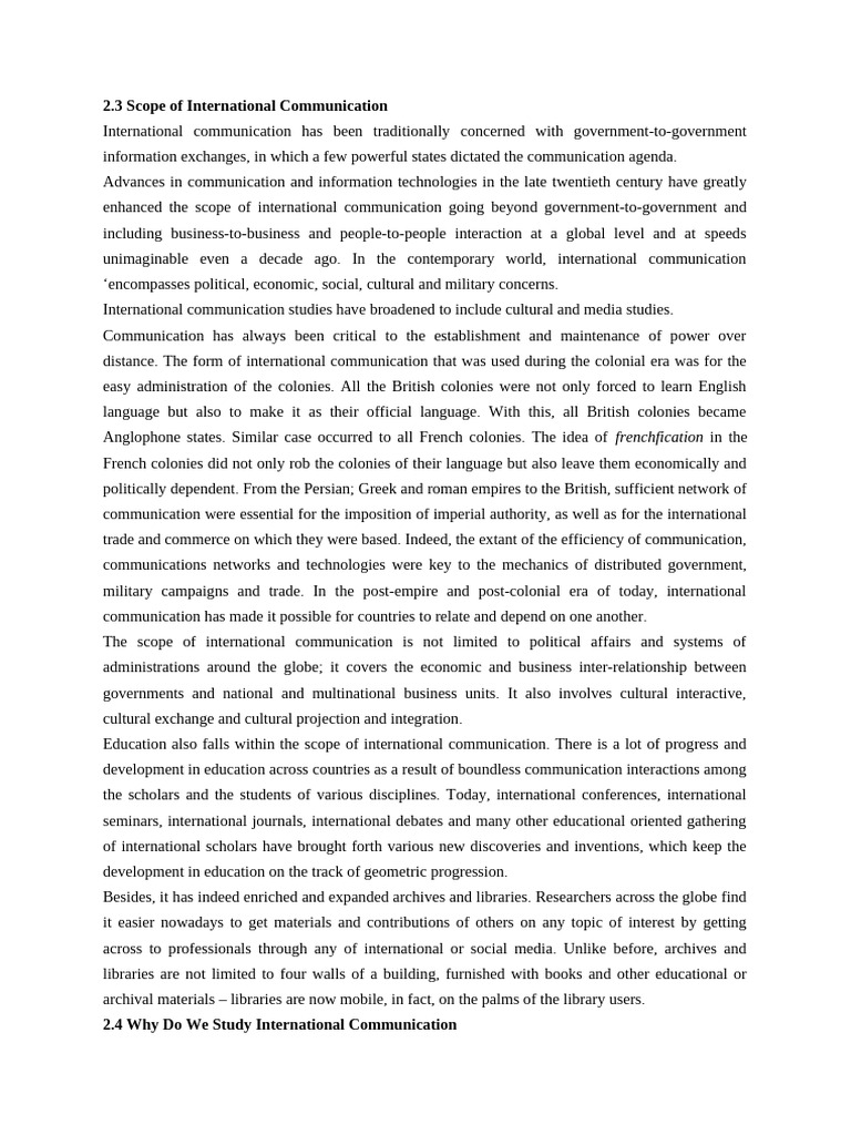 Scope of International Communication | PDF | Communication | Propaganda