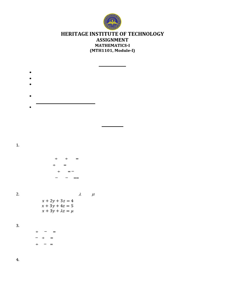 Assignment - MTH1101 (Matrix) Odd 25-26 | PDF | Eigenvalues And ...