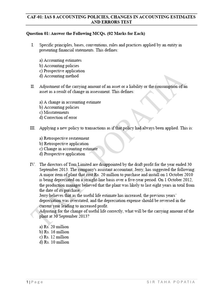 IAS 8 Test | PDF | Economies | Business