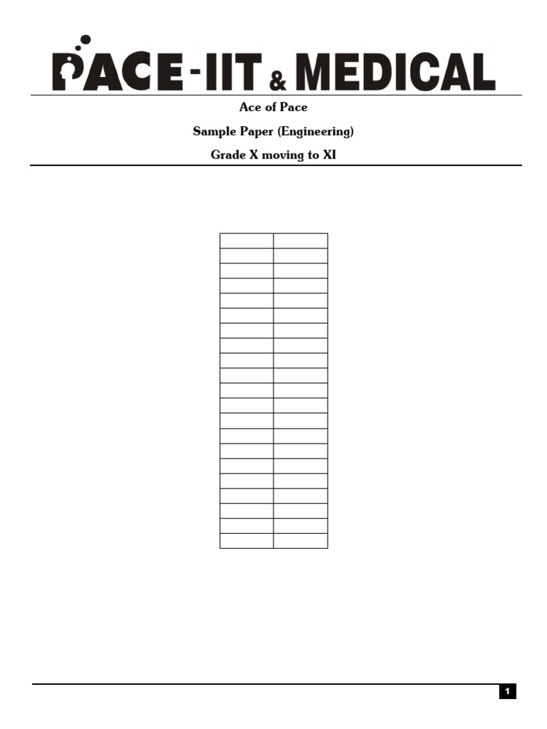 Ace of Pace _ Sample Paper (Engineering) Answer Key | PDF