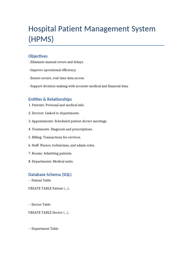 HPMS Database Design | PDF
