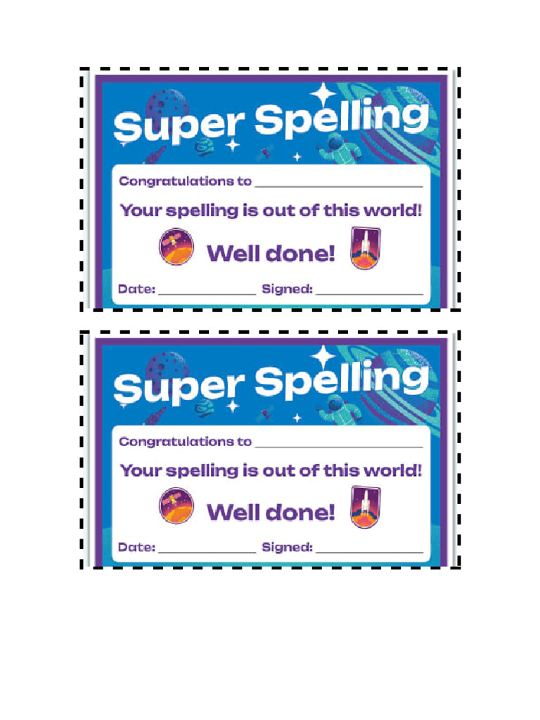 Spelling Champion Certificate | PDF