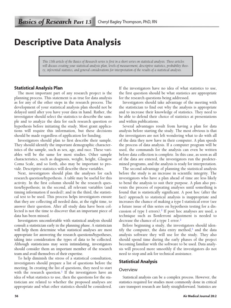 Descriptive Data Analysis | PDF | Statistics | Level Of Measurement