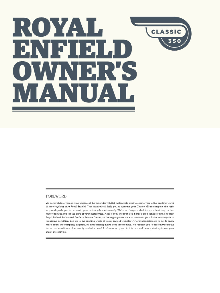 Classic350 Owners Manual Domestic | PDF | Clutch | Brake