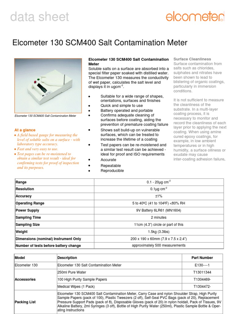 SCM 400 Salt Contamination Meter | PDF | Battery (Electricity) | Epoxy