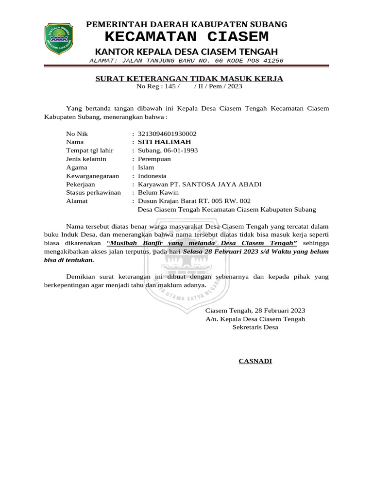 Surat Keterangan Banjir | PDF