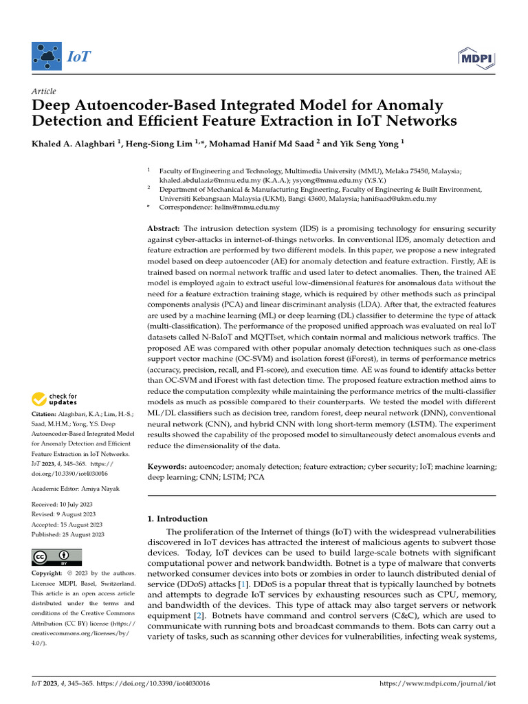 Deep Autoencoder-Based Integrated Model For Anomaly Detection and ...
