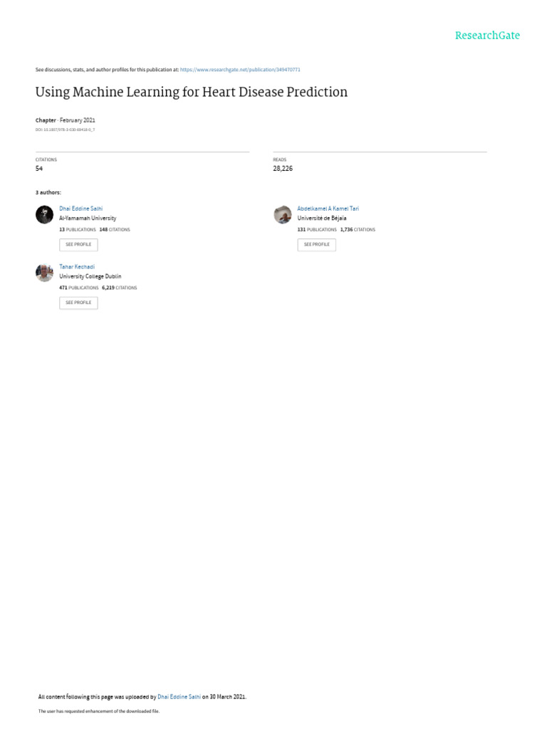 Using Machine Learning for Heart Disease Prediction4 (1) | PDF ...