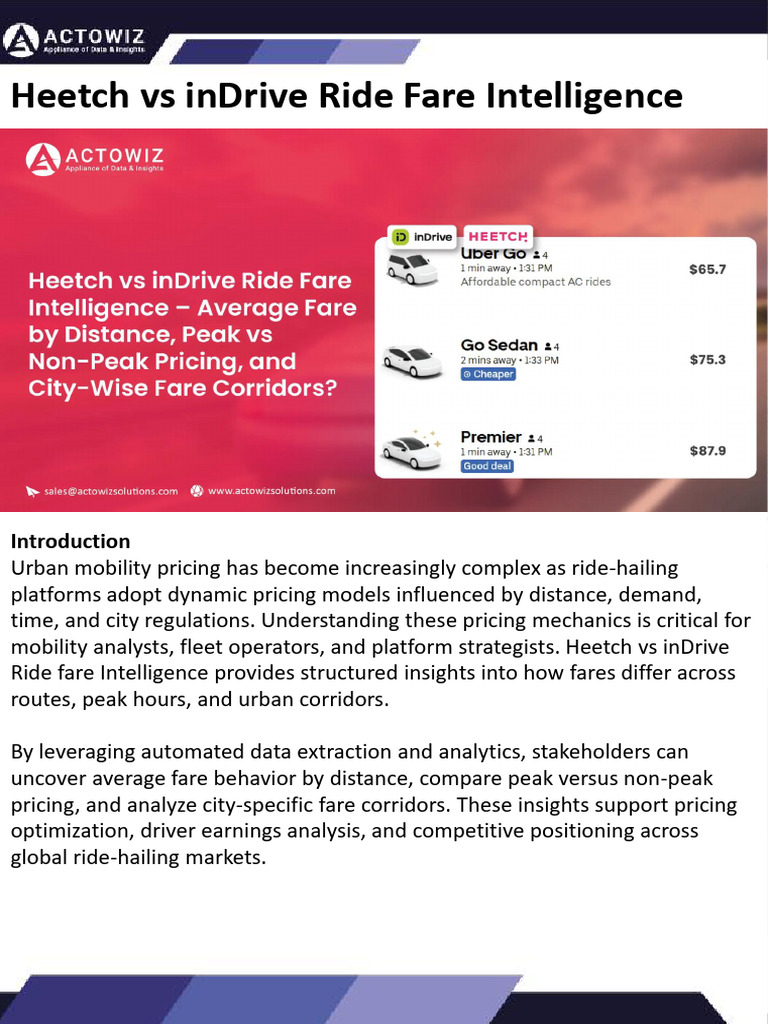 Heetch Vs InDrive Ride Fare Intelligence | PDF | Pricing | Retail