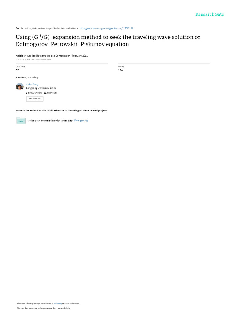 Using G_G-expansion method to seek the traveling 2010 | PDF | Nonlinear ...