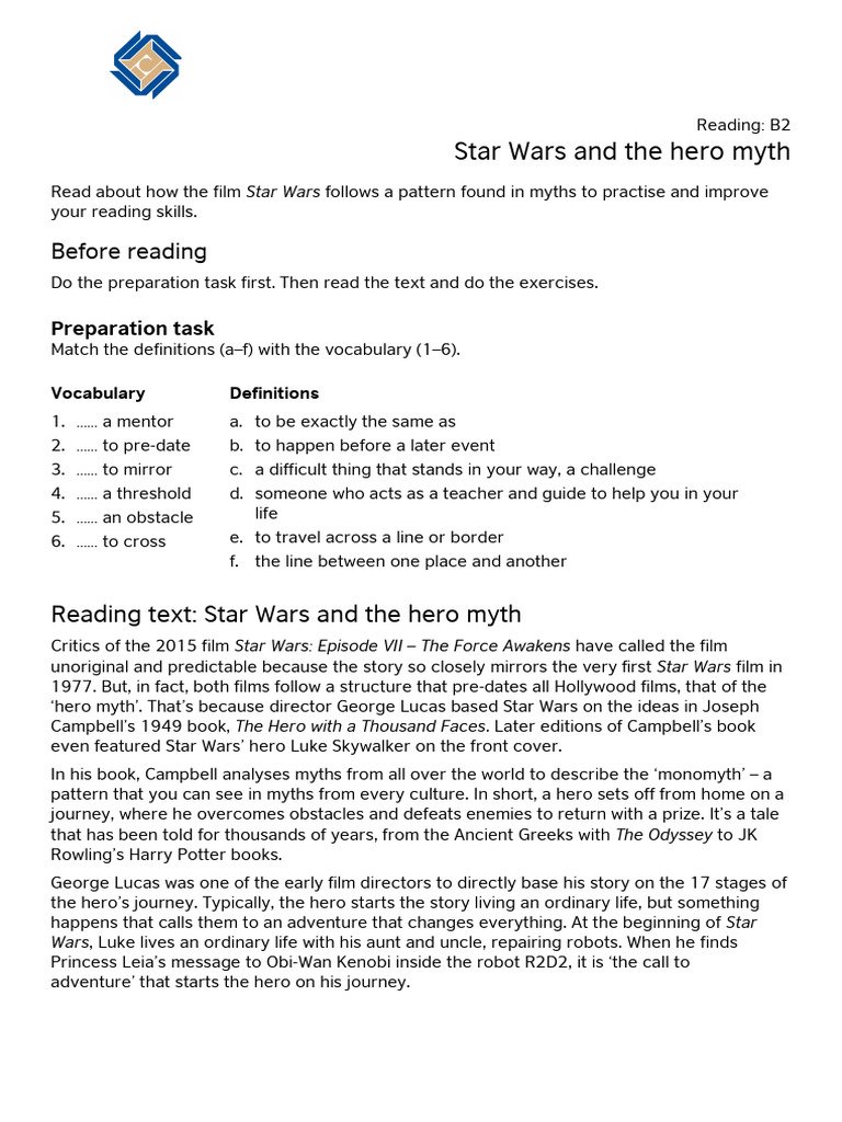 19 - B2 - Star Wars and The Hero Myth | PDF | Luke Skywalker | Obi Wan ...