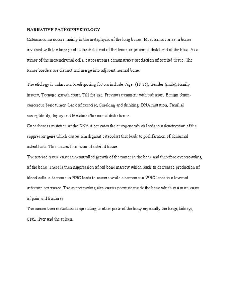 Pathophysiology of Osteosarcoma | PDF | Bone | Neoplasms